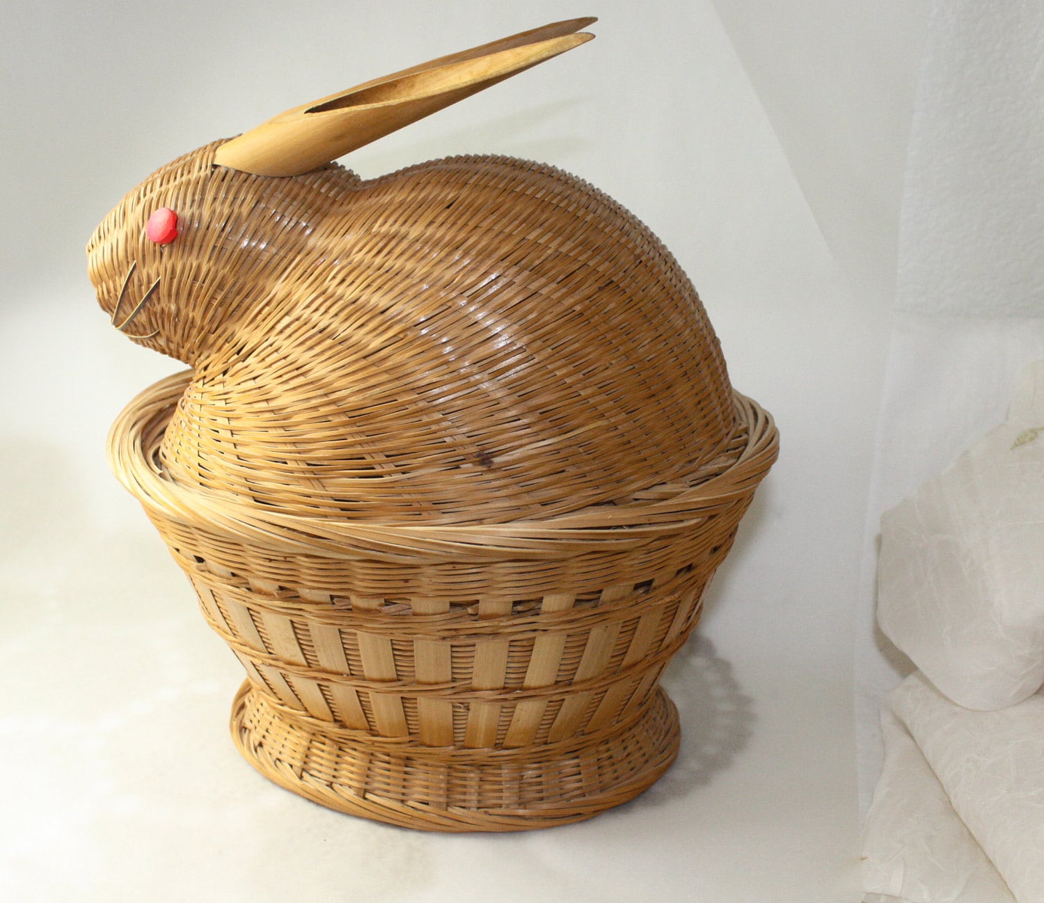Vintage Easter Basket Bunny Rabbit Wicker Basket