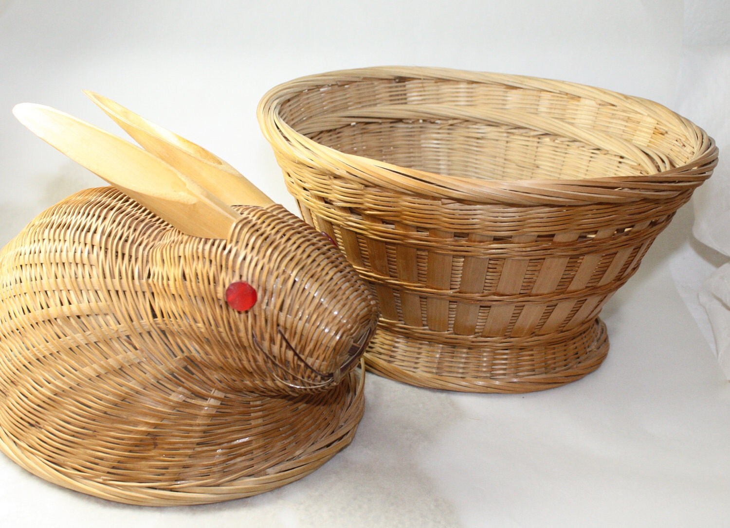 Vintage Easter Basket Bunny Rabbit Wicker Basket