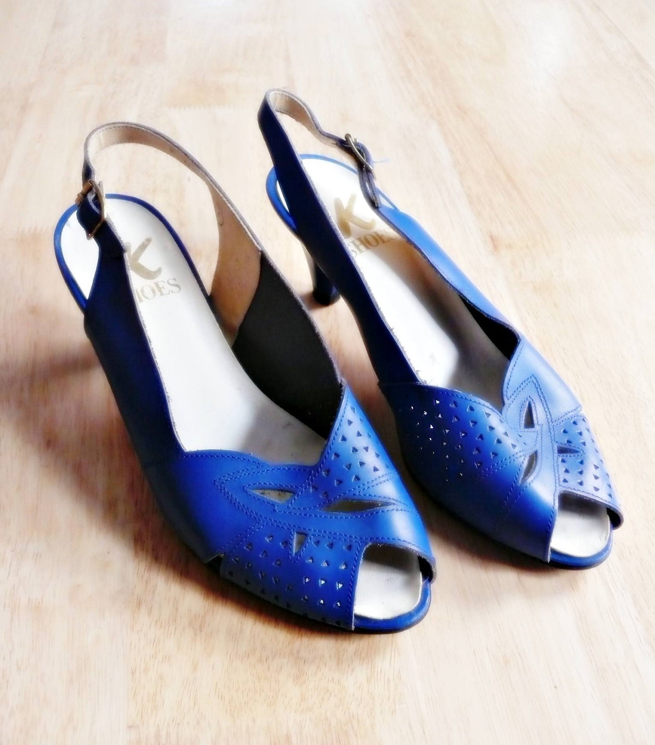 Gorgeous Vintage Electric Blue Peep Toe Heels