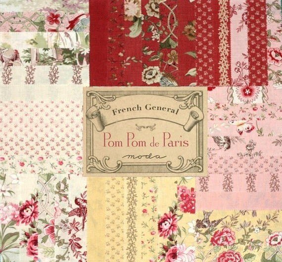 Pom Pom de Paris 5 inch charm pack French General Moda Fabric