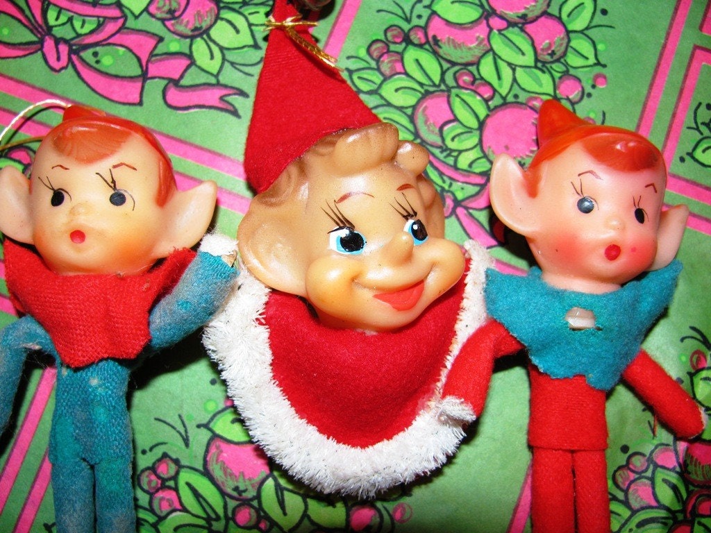 1960's Vintage Christmas Elves Christmas Tree