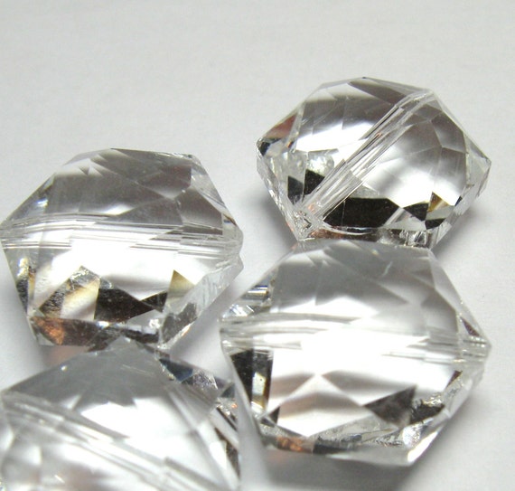 Extra Large Hexagon Cut Clear Crystal Glass Beads 4