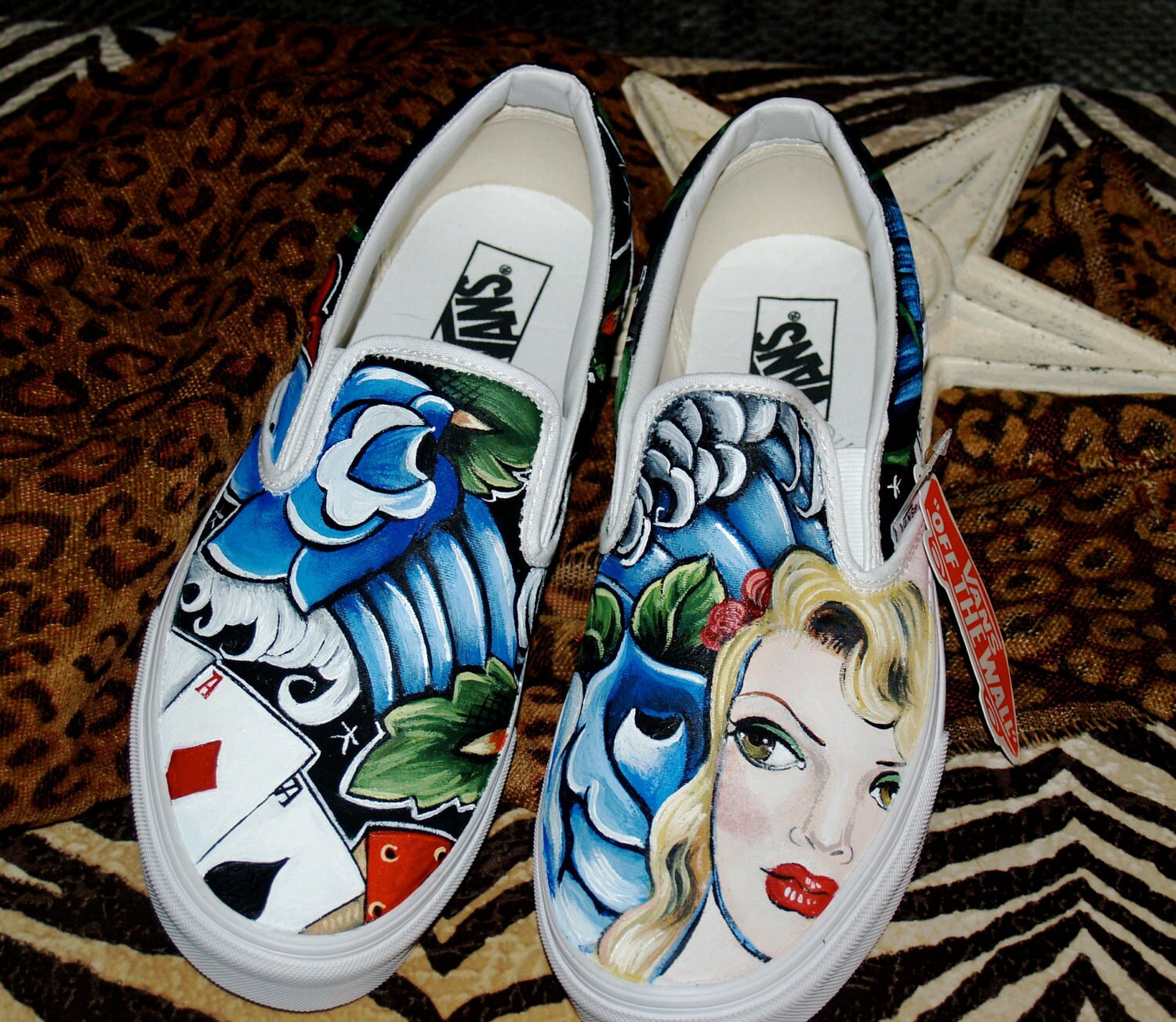 Custom women's or men's Slip on Vans sneakers hand