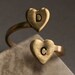 Personalized Initial Ring Gold Two Heart Initial Statement