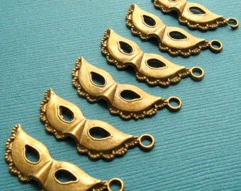 Items similar to 6 Mask charms bronze 31mm 12mm jewelry supplies ...