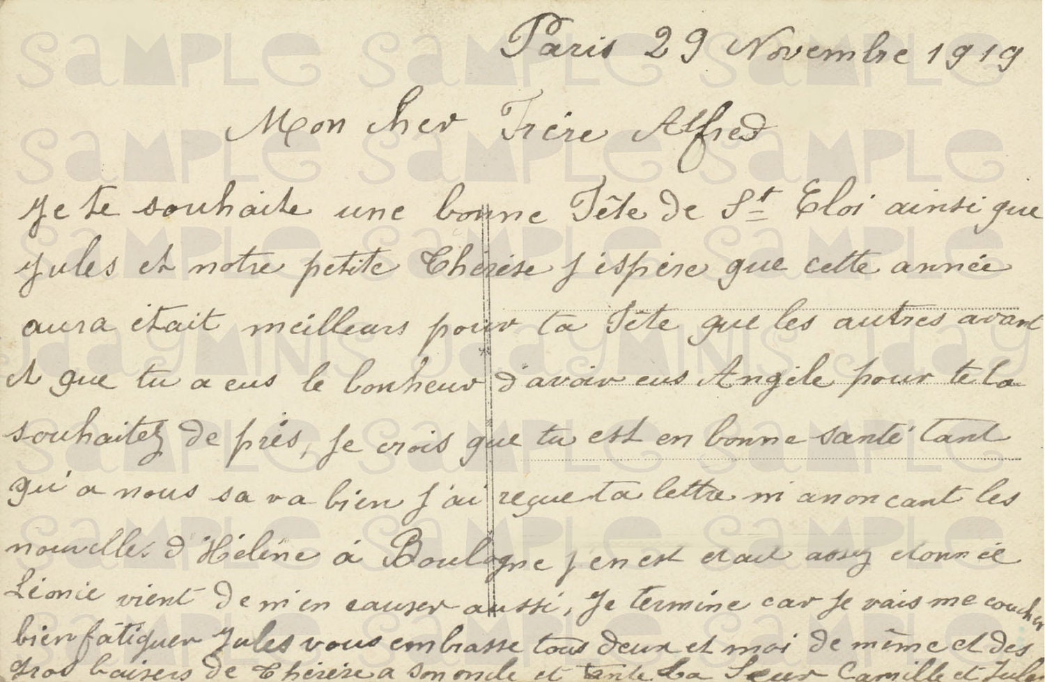 Paris Script 1919 Paris French Postcard Photo Scan