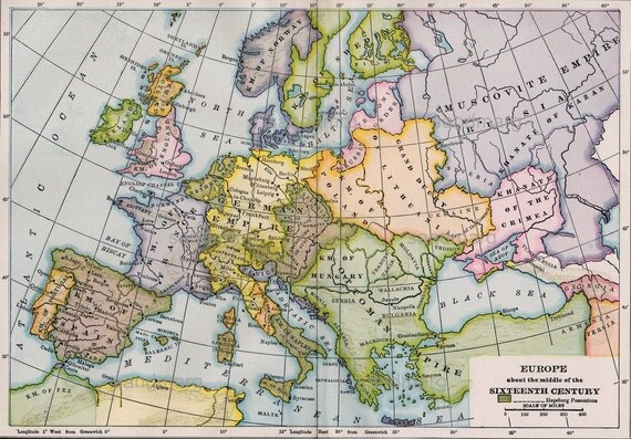 Map Outlines Europe 16th Century
