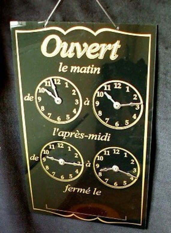 Items similar to Classic French Store Sign - Opening Hours on Etsy