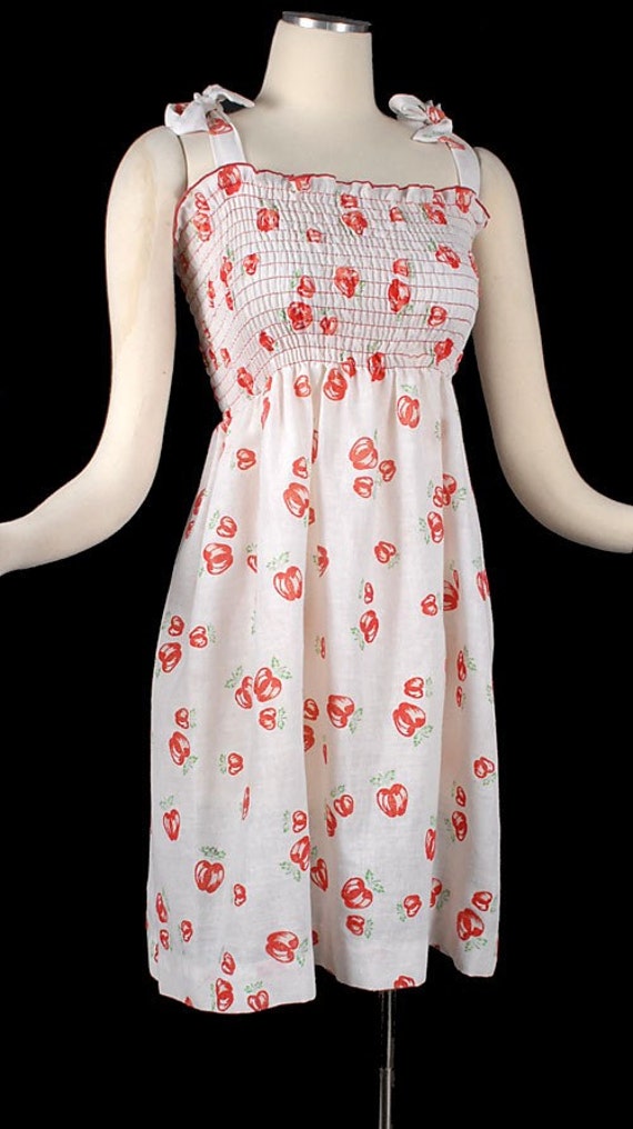 Items similar to Vintage 70's Tube Top Strapless Dress Red Flocked ...