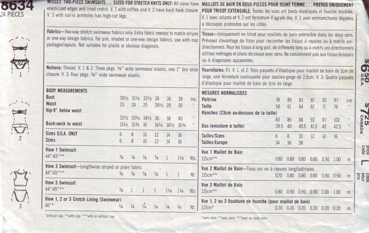 simplicity 8634 vintage 80s bikini swimsuit pattern by vintagevice