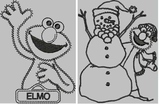 Elmo Outline Embroidery Design Collection by DrusDesigns on Etsy