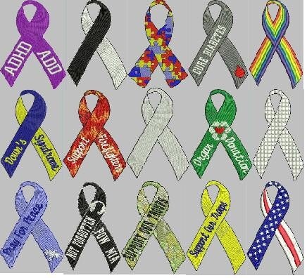 Ribbons of Awareness Machine Embroidery Design