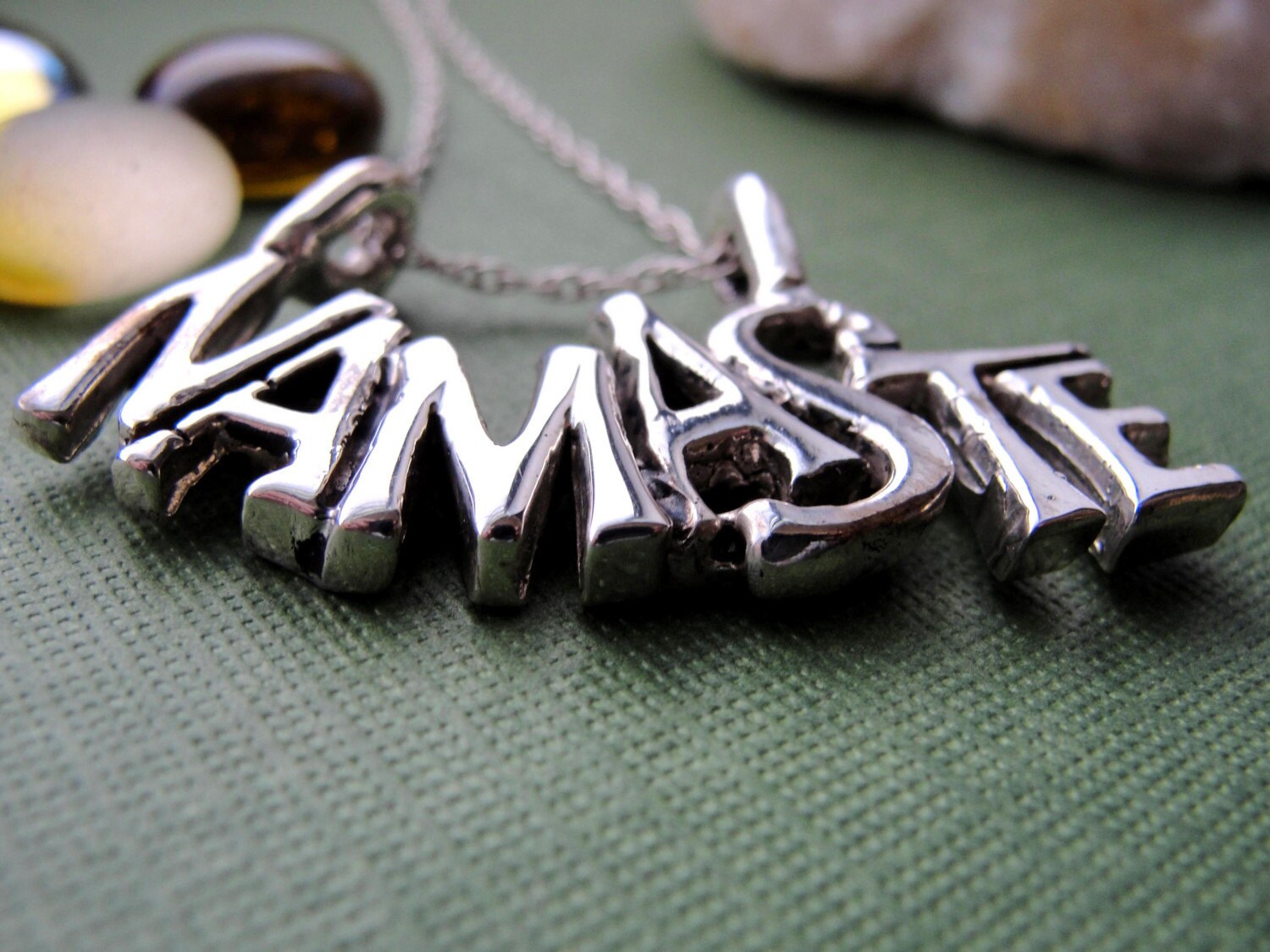 Namaste Necklace Jewelry Ohm Silver Sterling by rockmyworldinc