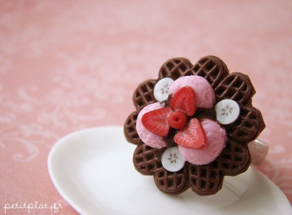 Items similar to Waffle Ring - Chocolate Decadence and Strawberry Ice ...