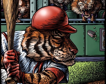 A Clowder of Cats 11 x14 cat art print