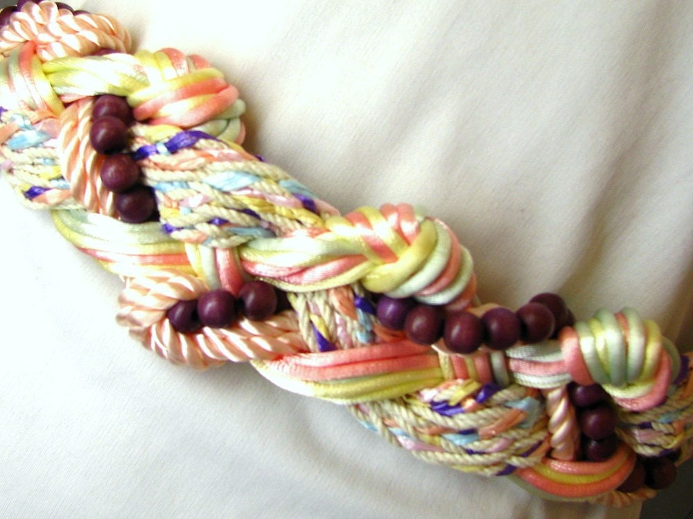 Vintage 1980’s Braided Peach Obi Belt, Size 16 to 20, Extra Large ...