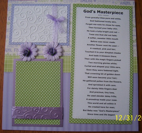 GODS MASTERPIECE-baby boy or girl-SEWN-POEM-premade