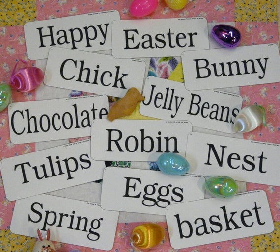 Items similar to 12 Large Easter Flash Cards - PDF vintage like altered ...