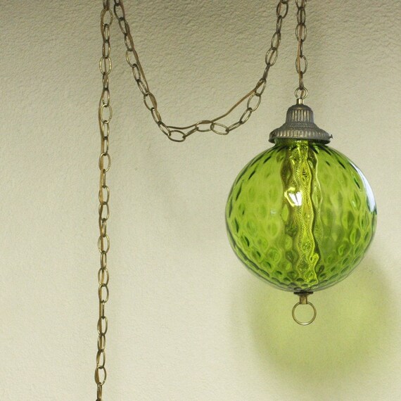 Vintage Hanging Light Hanging Lamp Green Glass Globe