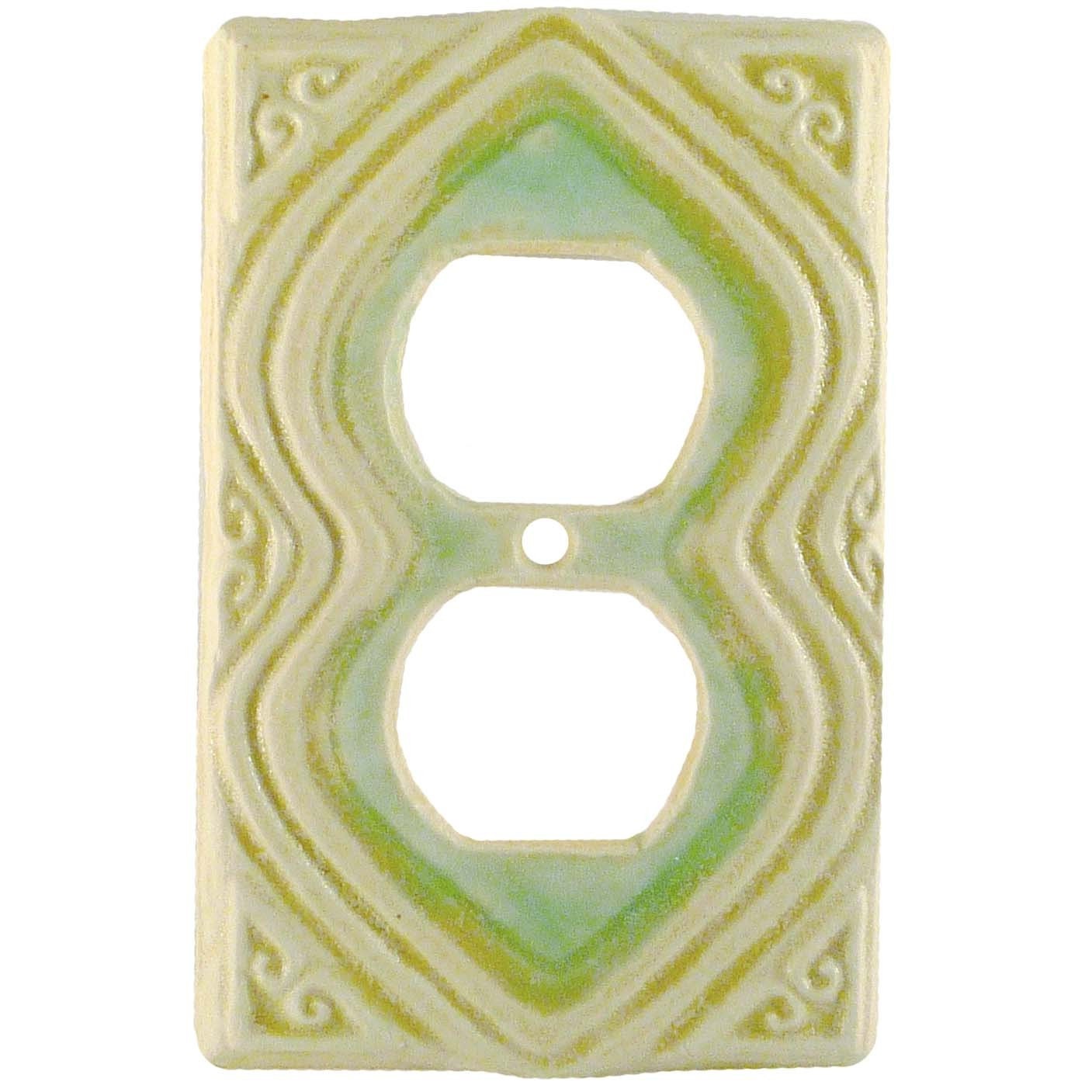 Moroccan Ceramic Outlet Plate Cover cream moss