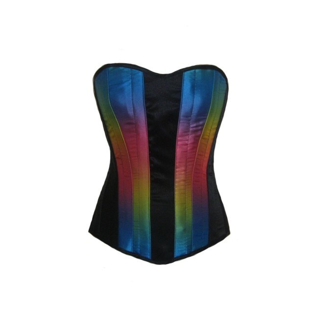 Items similar to Your Size Rainbow Satin Boned Corset Overbust on Etsy