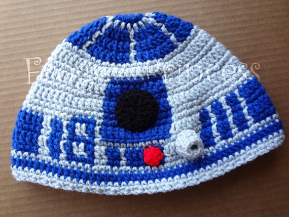 Star Wars Inspired R2-D2 Hat Adult or Teen Size Hand Crocheted