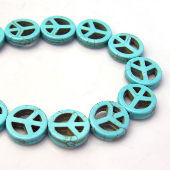 Turquoise Peace Sign Beads 6
