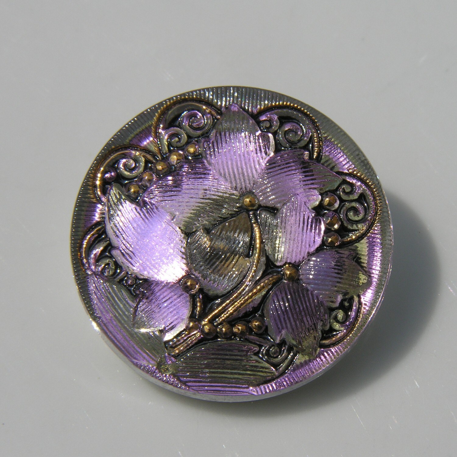 Irridescent Large Czech Glass Button