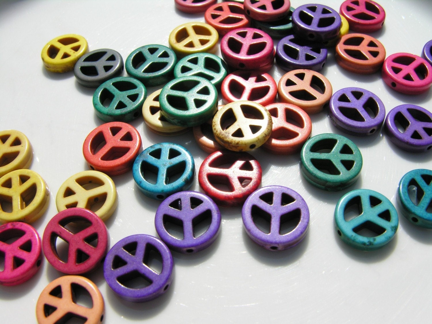 Colorful Turquoise Peace Sign Beads 6