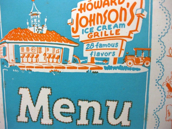 Vintage Howard Johnsons Famous Ice Cream Restaurant Menu