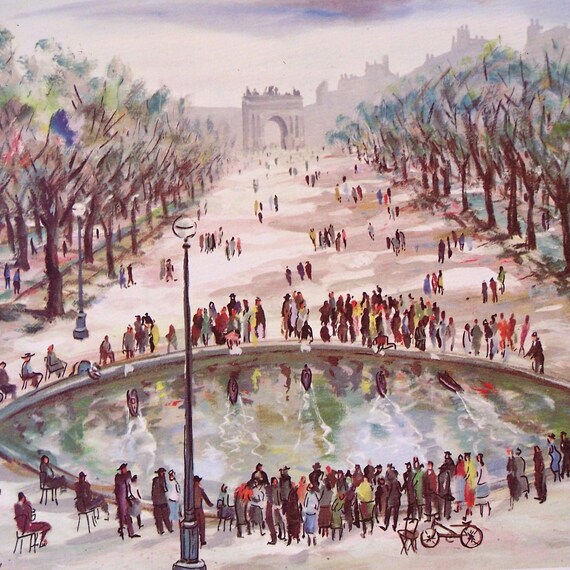 Dreamy Paris France watercolor print on textured paper by J