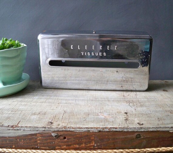 Chrome. Kleenex Tissue Box. Wall Mounts. Retro Bathroom.
