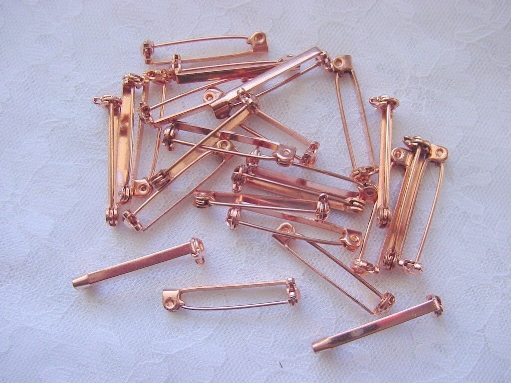 50 Pieces of Copper Pin Backs 1 Inch 25mm