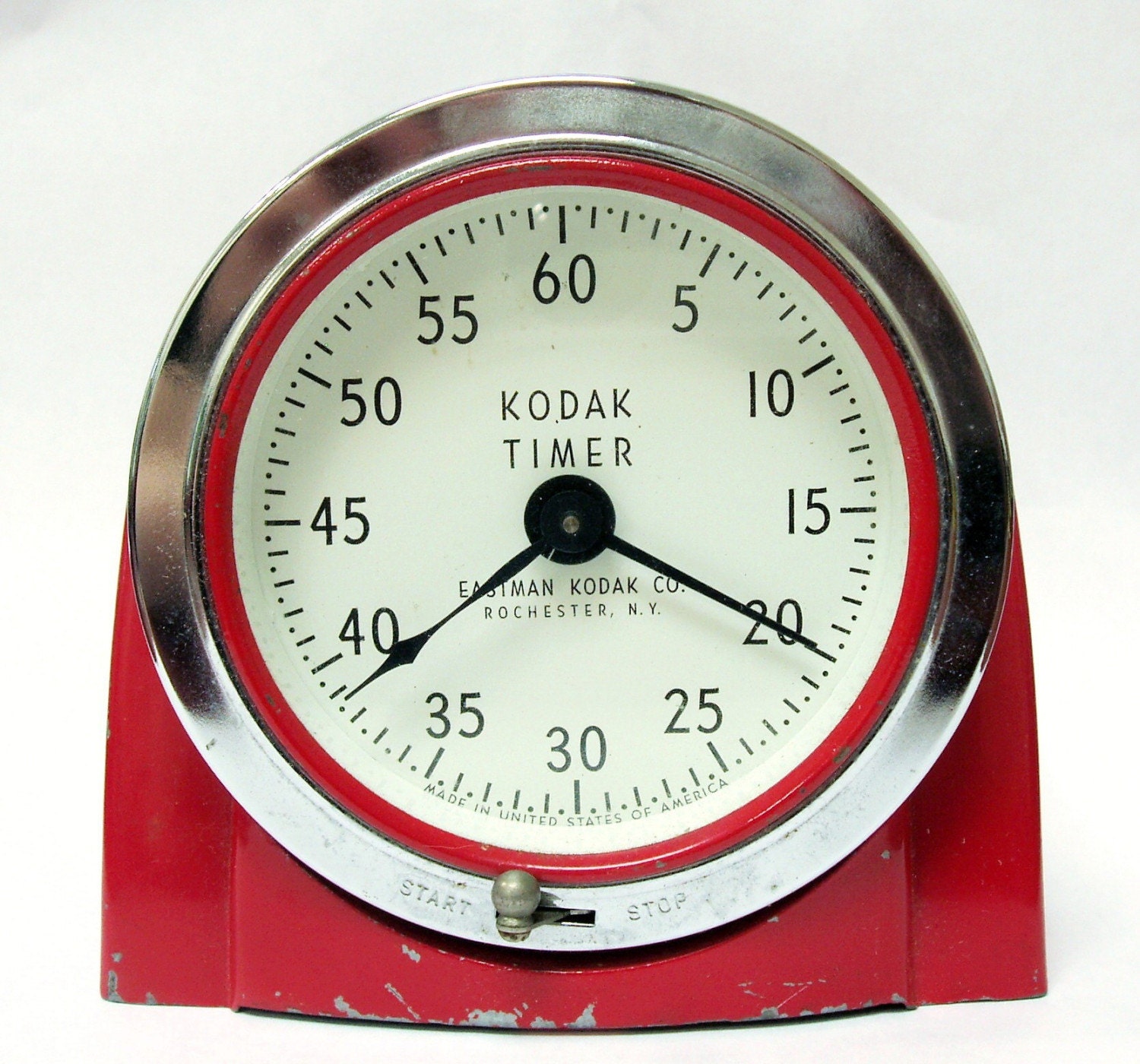 Vintage Kitchen Timer Retro Egg Timer Red White Metal