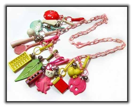 Retro 80's Plastic Charm Necklace