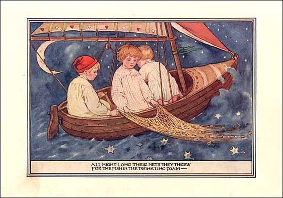 Antique 1890's Poems for Children Wynken Blynken and Nod