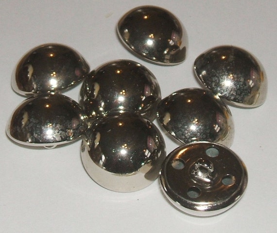 8 Silver Dome Buttons 3\/4 inch