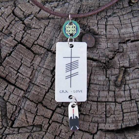 Celtic Ogham Stone Symbol for Love Irish Necklace with Celtic