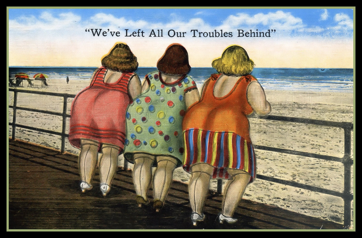 Three Overweight Ladies at the Seaside Refrigerator Magnet