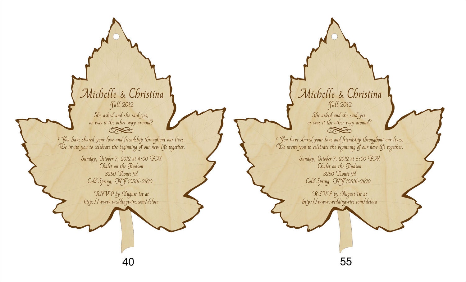 Leaf Shaped Invitations