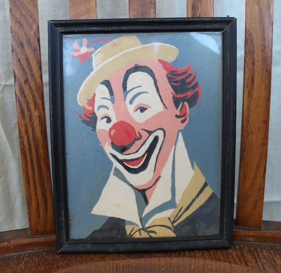 Vintage Paint by Numbers Clown Portrait