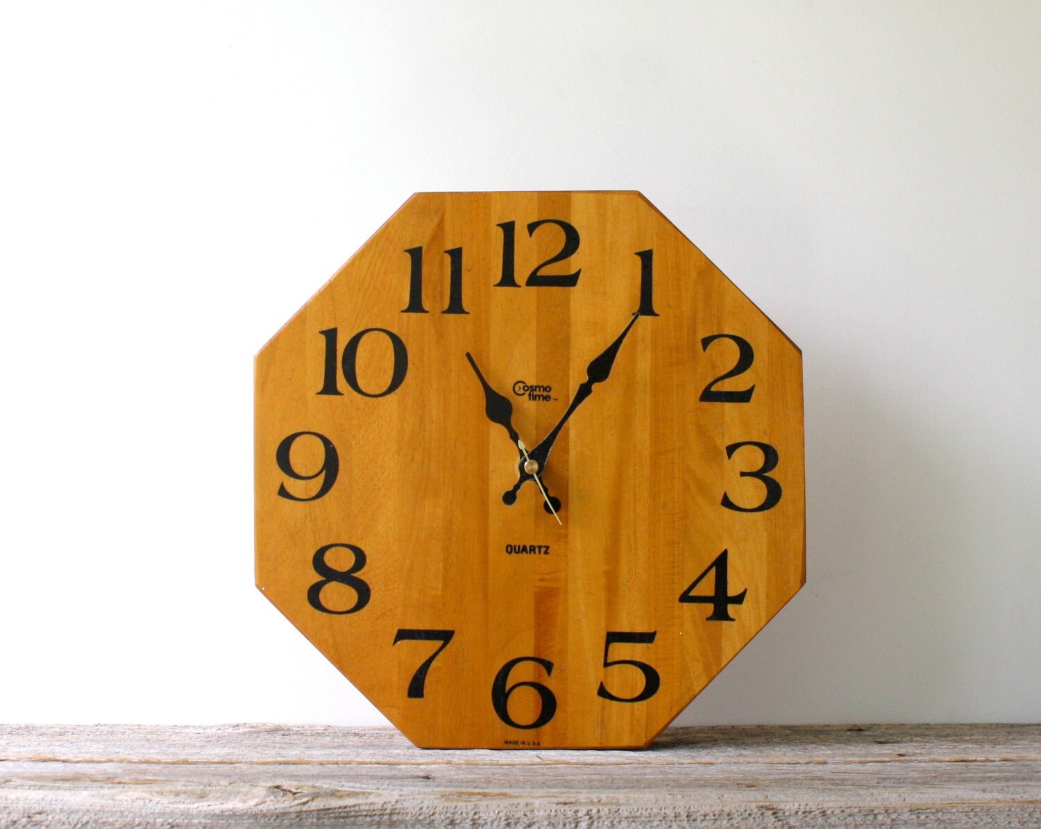Vintage Octagon Butcher Block Wall Clock