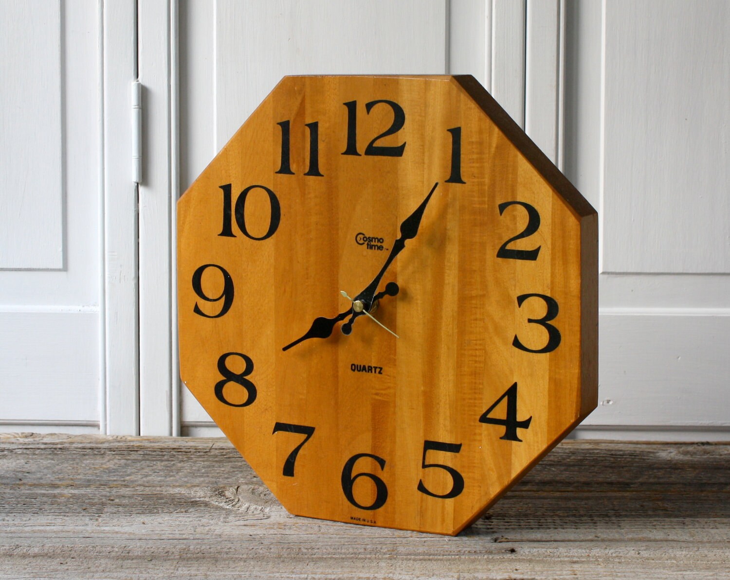 Vintage Octagon Butcher Block Wall Clock