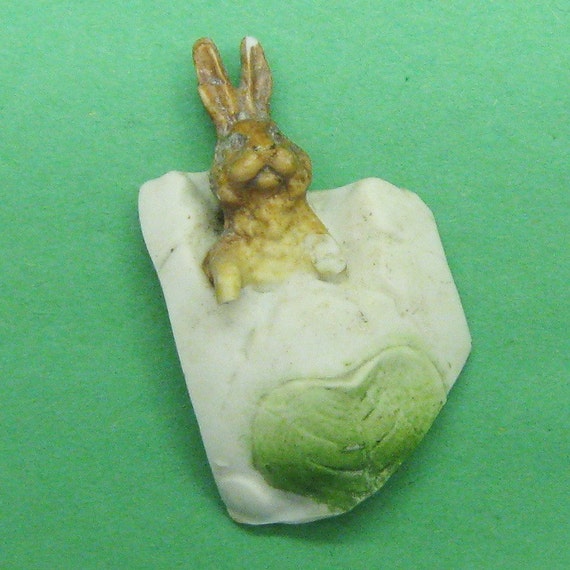 2 Inch Antique German Rabbit Bunny Statue Figurine Bisque