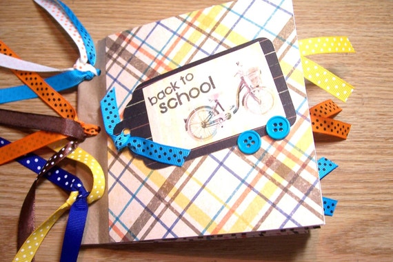 Back To School Mini Paper Bag Album Scrapbooking Premade Pages