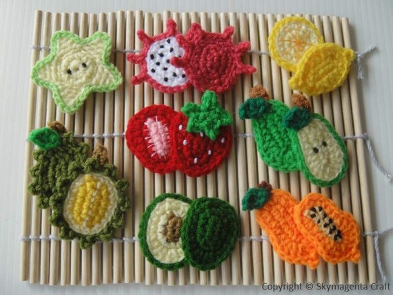 Crochet Pattern FRUIT APPLIQUE 2 PDF 00383