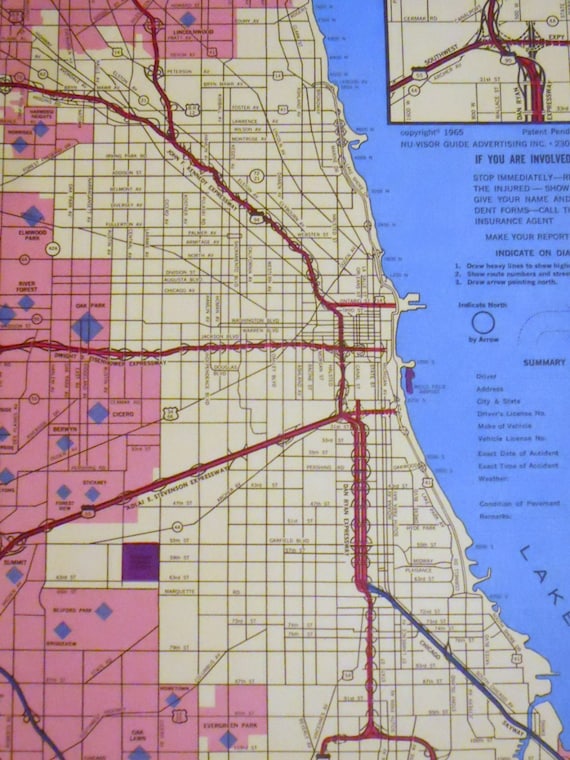 Vintage Chicago Map C 1960s