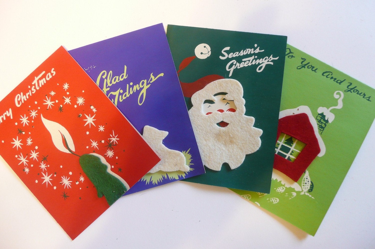 Vintage Felt Christmas Cards New Old Stock.