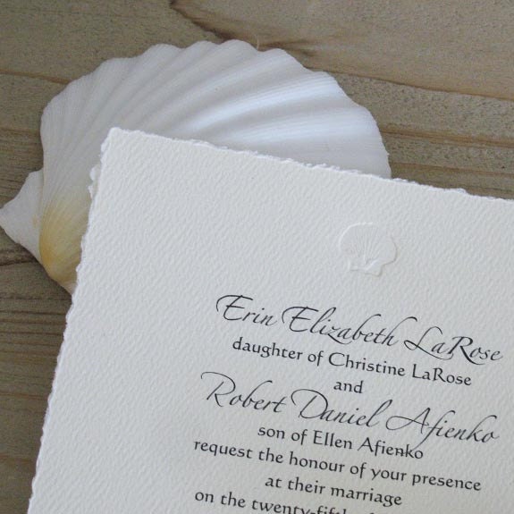 Beach Wedding-Letterpress Scallop Shell Wedding Invitation ...
