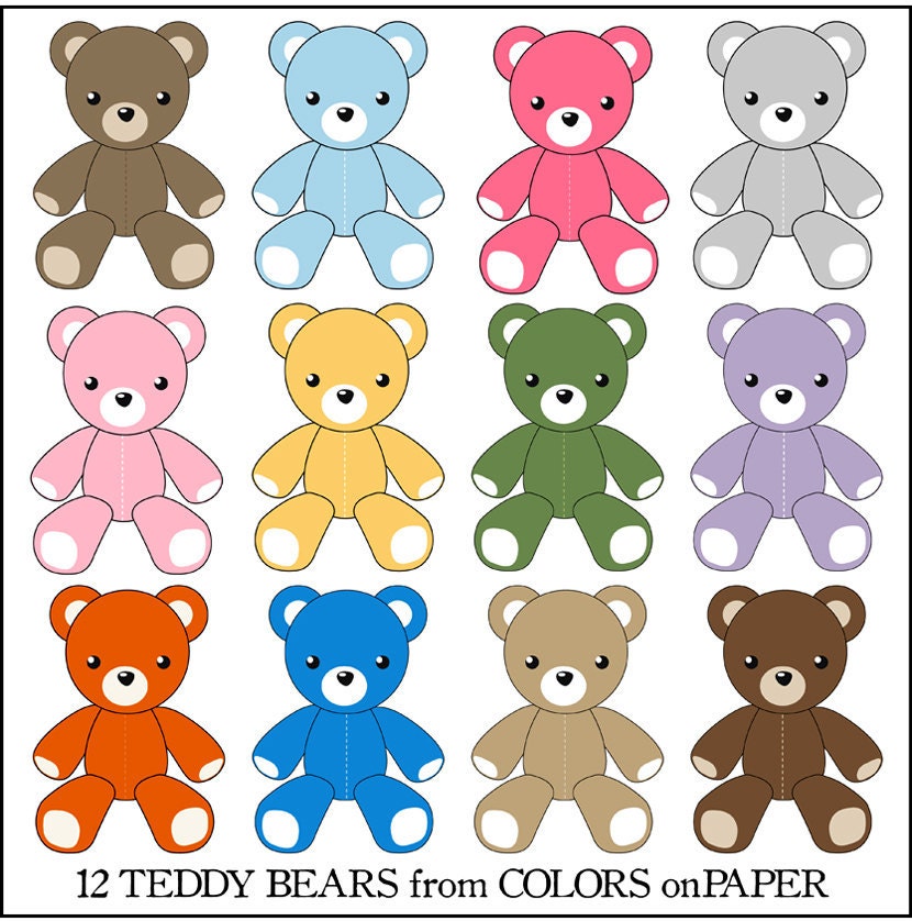 Teddy Bear Digital Clip Art. Instant Download. Digital